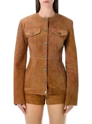 HAIKURE Buttoned Suede Jacket - Brown