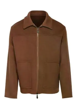 Isaia Collared Zip Jacket - Brown