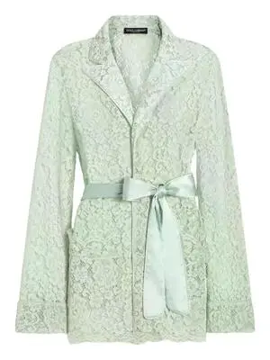 Dolce & Gabbana Lace-detail Belted Jacket - Green