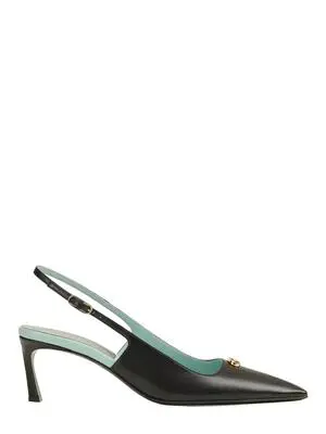 SERGIO ROSSI Logo-plaque Slingback Pumps - Black