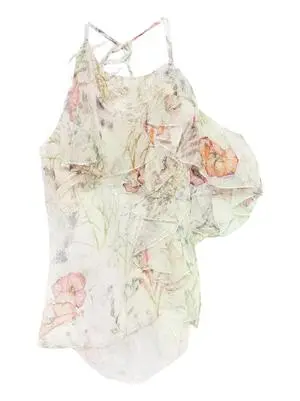 Alexander McQueen Floral-print Top - Neutrals