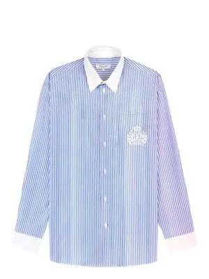 SPORTY & RICH Striped Embroidered Shirt - Blue