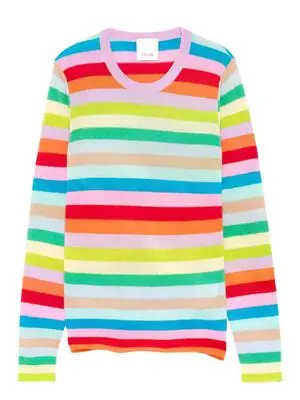 ALLUDE Striped Crew-neck Sweater - Blue