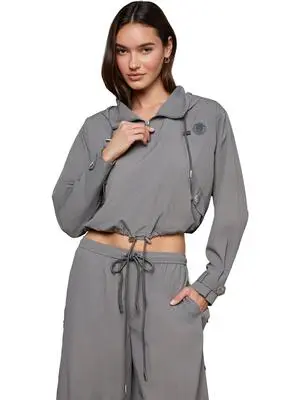 L'Agence Bronwyn Cropped Windbreaker - Medium Grey