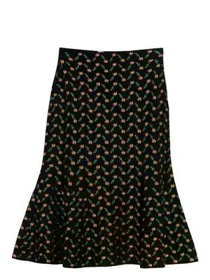 Alexander McQueen Floral Jacquard Midi Skirt - Black