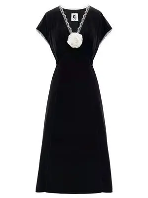 Sleeper The Genus Rose Midi Dress - Black