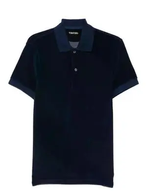 TOM FORD Button Knitted Polo Shirt - Blue