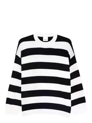 ALLUDE Striped-pattern Sweater - White