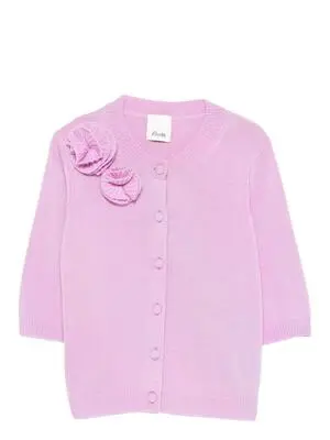 ALLUDE Flower-embellishment Button-fastening Cardigan - Pink