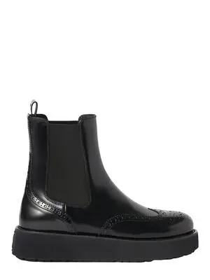 Miu Miu Brogue-detail Leather Boots - Black