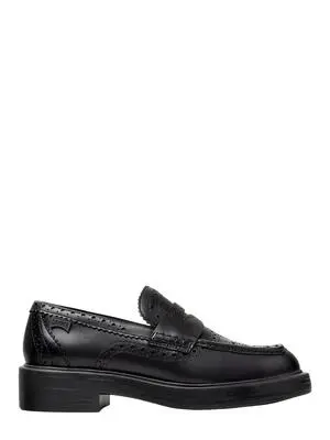 Camper Smooth Leather Brogue Loafers - Black