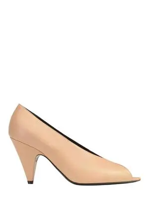 SERGIO ROSSI Leather Open-toe Pumps - Neutrals