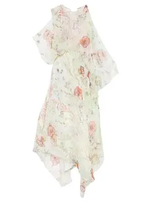 Alexander McQueen Floral-print Midi Dress - Neutrals