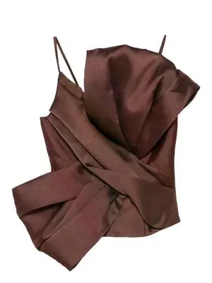 MARQUES' ALMEIDA Bow Top - Brown