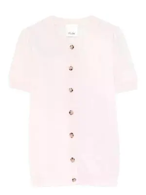 ALLUDE Button Short-sleeve Cardigan - Pink
