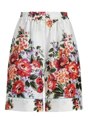 Dolce & Gabbana Floral-print Tie Shorts - White