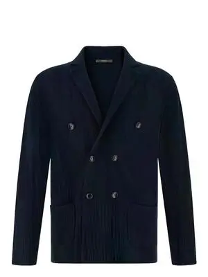 Boggi Milano Double-breasted Knitted Jacket - Blue