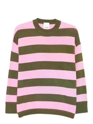 ALLUDE Striped-pattern Sweater - Pink