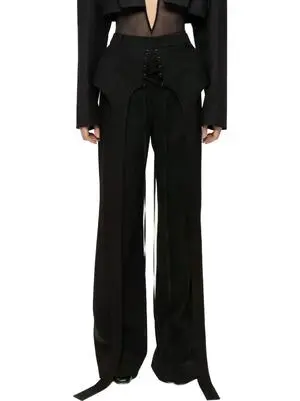 NISSA Lace-up Trousers With Exaggerated Hips - Black