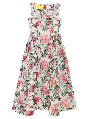MARQUES' ALMEIDA Floral Print Midi Dress - Neutrals