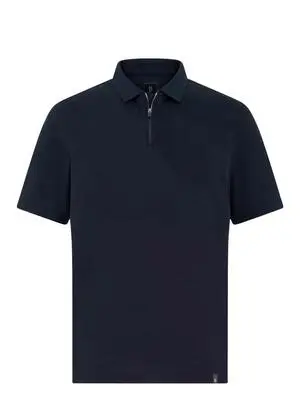 Boggi Milano Piqué Zip Polo Shirt - Blue