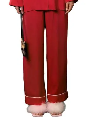 Sleeper Finnegan Piping Pajama Trousers - Red