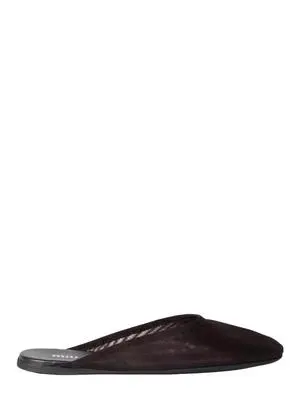 Miu Miu Logo Flat Mules - Brown