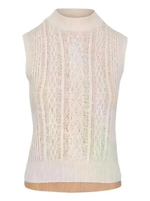 Vince Cable-knit High-neck Vest - Neutrals