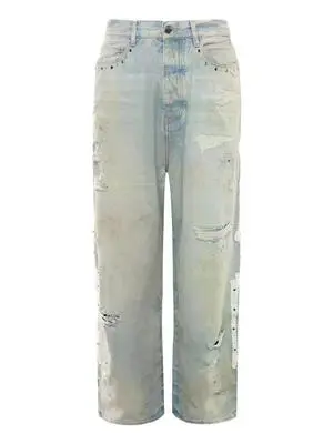 Amiri Distressed Embellished Jeans - Blue