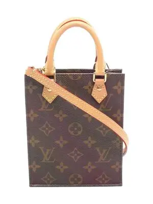 LOUIS VUITTON 2010-2025 Monogram Petit Sac Plat Satchel - Brown