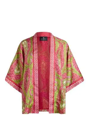 Etro Paisley Foliage Silk Twill Jacket - Pink