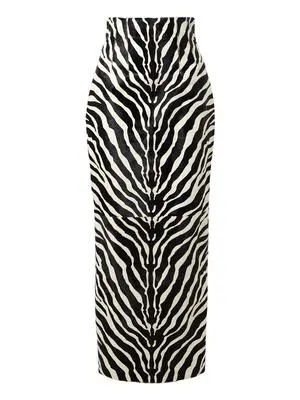 Khaite Loxley Zebra-print Calf Hair Midi Skirt - Animal Print