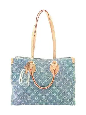 LOUIS VUITTON 2021-2025 Monogram Denim Onthego Mm Tote Bag - Blue