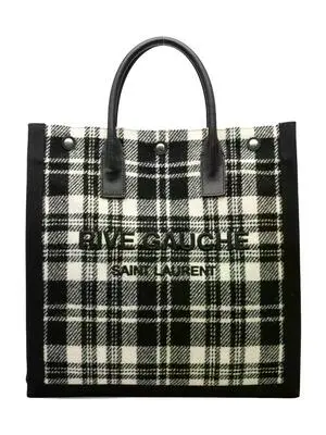 Saint Laurent 2020 Plaid Wool Rive Gauche North South Tote Bag - Black