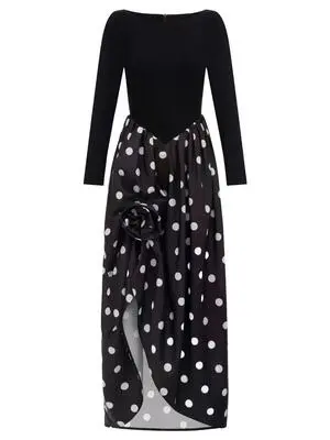 Sleeper Aurora Polka-dot Maxi Dress - Black