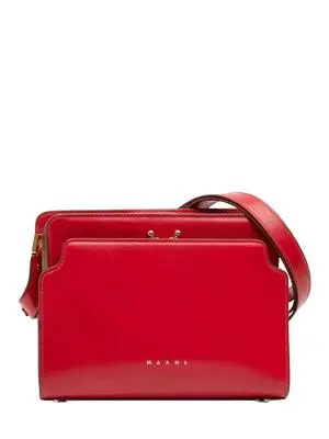 Marni Leather Trunk Reverse Crossbody Bag - Red