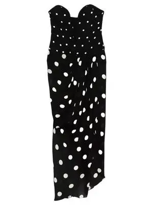 ADRIANA DEGREAS Polka-Dot Strapless Maxi Dress