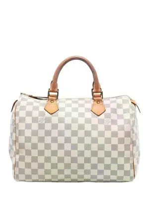 LOUIS VUITTON Damier Azur Speedy 30 Boston Bag - White
