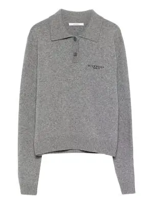 Givenchy Long-sleeve Knitted Polo Top - Grey