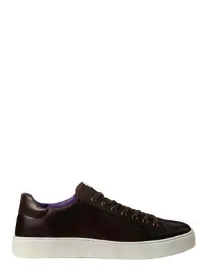 Ralph Lauren Purple Label Severn Burnished Lace-up Sneakers - Brown