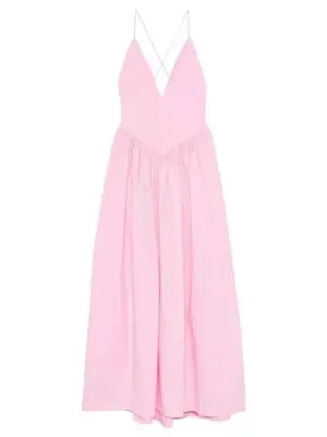 ADRIANA DEGREAS V-neck Straps Maxi Dress - Pink