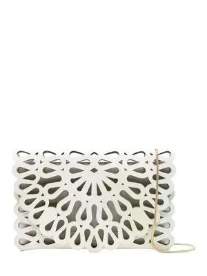 Simkhai Laser-cut Leather Clutch - White