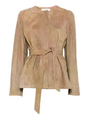 Max Mara Belted Suede Jacket - Brown
