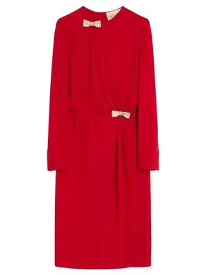 Valentino Garavani Silk Embroidered Midi Dress - Red