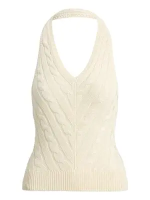 Ralph Lauren Silk Cable-knit Halterneck Top - White