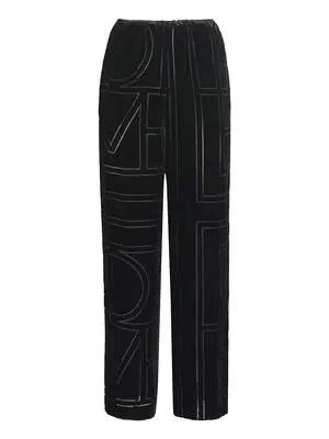 TOTEME Silk Monogram Wide-leg Trousers - Black