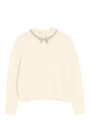 Valentino Garavani Virgin Wool Bow-detail Sweater - Ivory