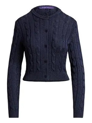 Ralph Lauren Silk Cable-knit Cropped Cardigan - Navy