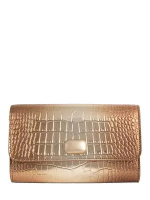 JEFFREY LEVINSON Leather Croc-Embossed Clutch