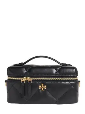Tory Burch Leather Quilted Kira Vanity Case Bag - Black